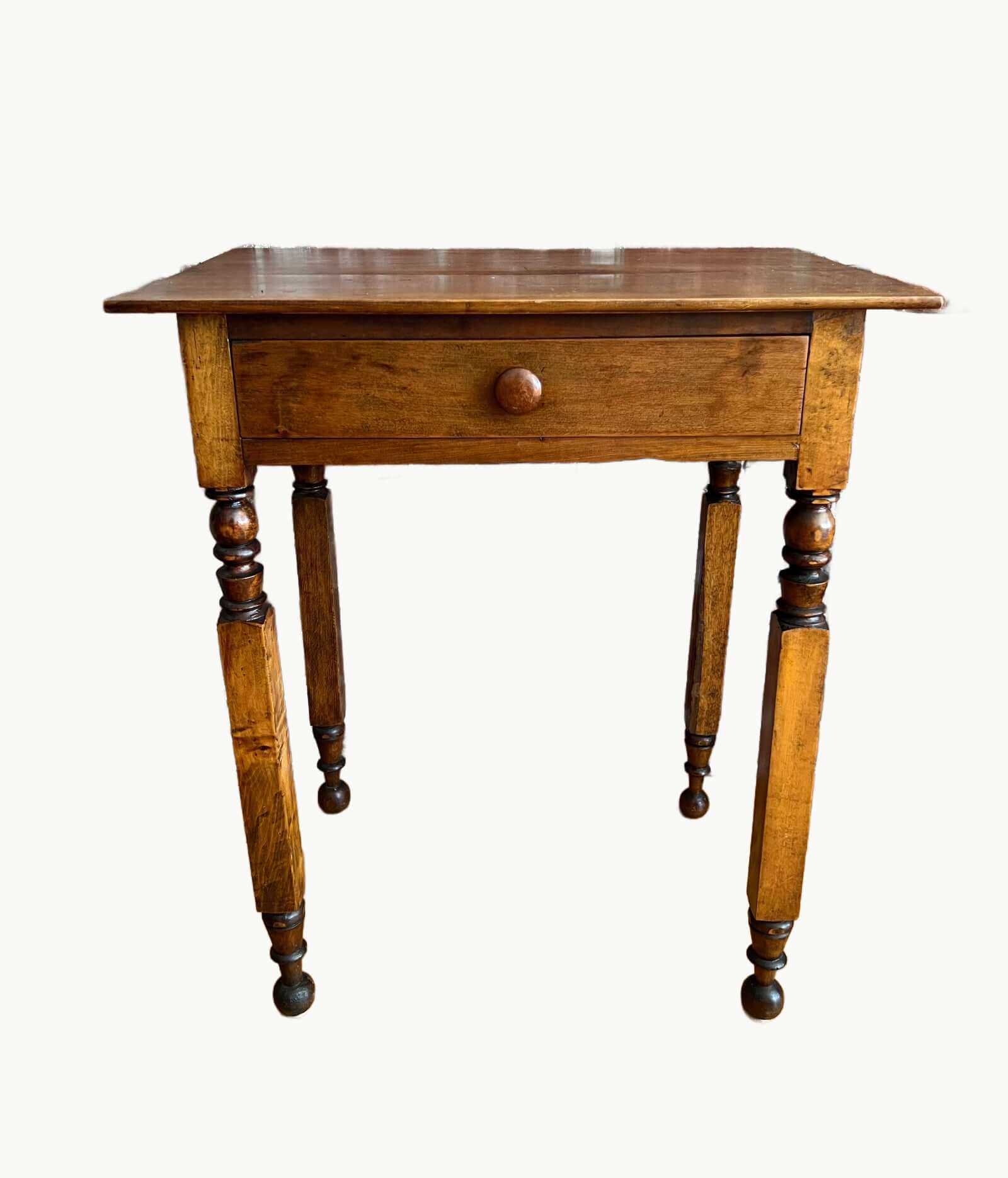 Antique Walnut Side Table with Turned Legs Circa 1850 – andfoundfurnishings